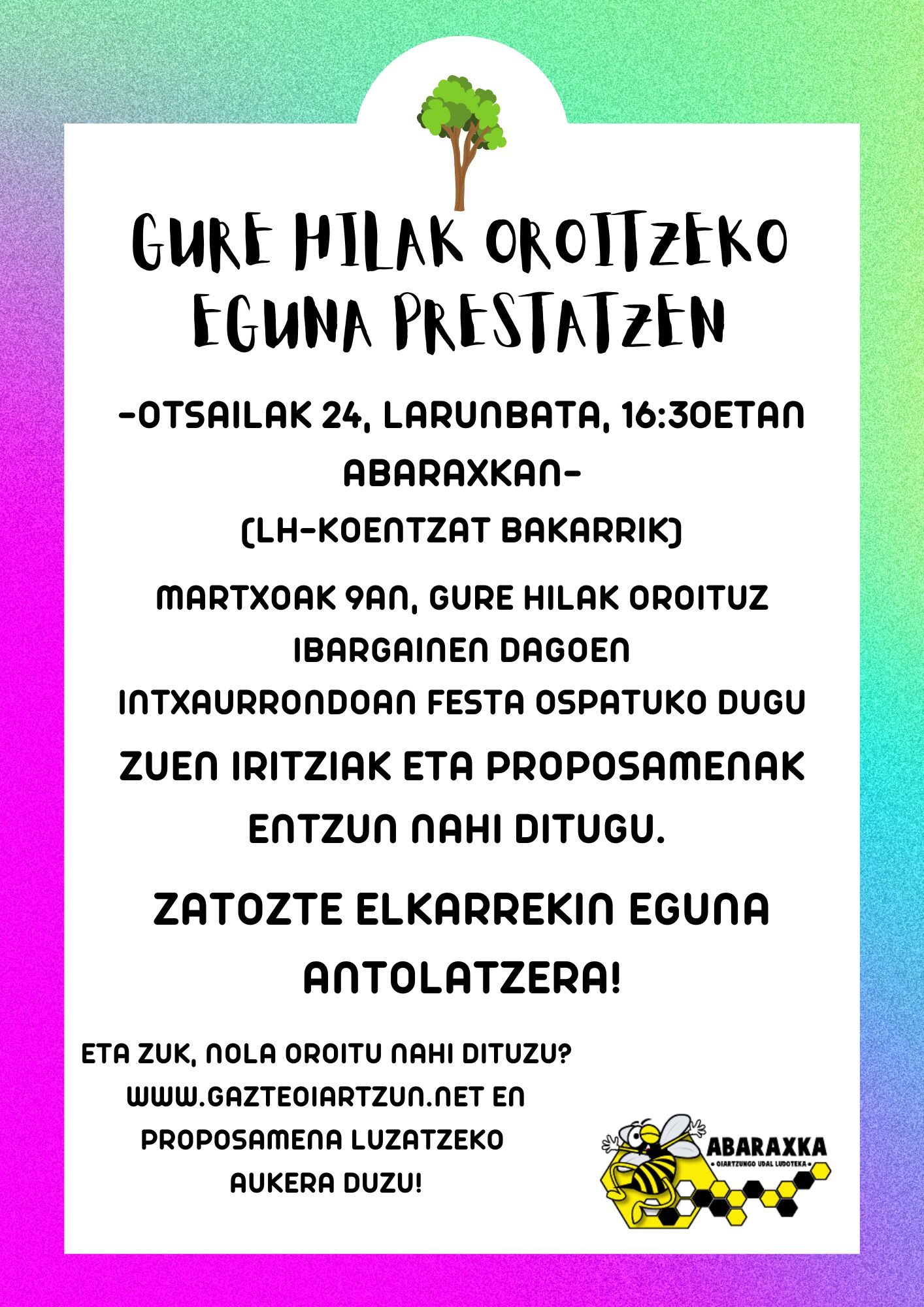 OTSAILAK 24, GURE HILAK OROITZEKO EGUNA PRESTATZEN | ABARAXKA ...